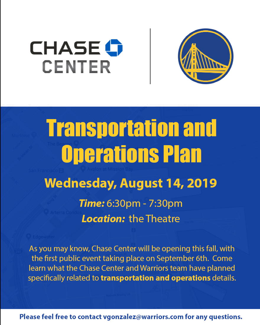 Chase Center Transportation & Operations Plan Meeting – Madrone
